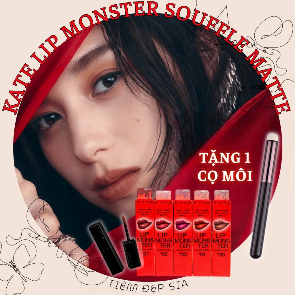 Son kem lì Kate Lip Monster Souffle Matte lên màu chuẩn, dưỡng ẩm, lì ...