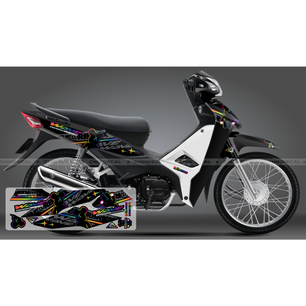 Tem Wave Alpha 110 gấu bearbrick đa sắc | Nhiều lựa chọn màu xe | 3 lớp ...