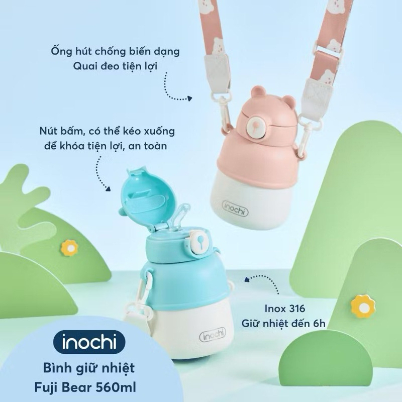 Bình giữ nhiệt Fuji Bear 560 ml Inochi Bình nước quai cầm tiện lợi ...