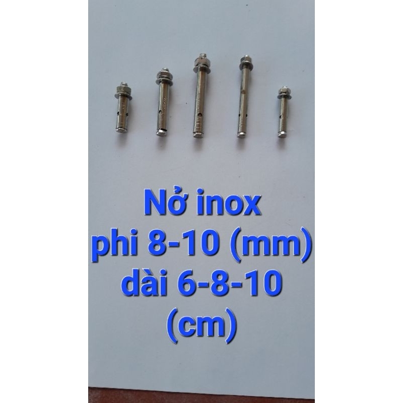 5 chiếc nở inox, tắc kê inox phi 8-10mm, độ dài 6-8-10cm, để bắt các đồ ...