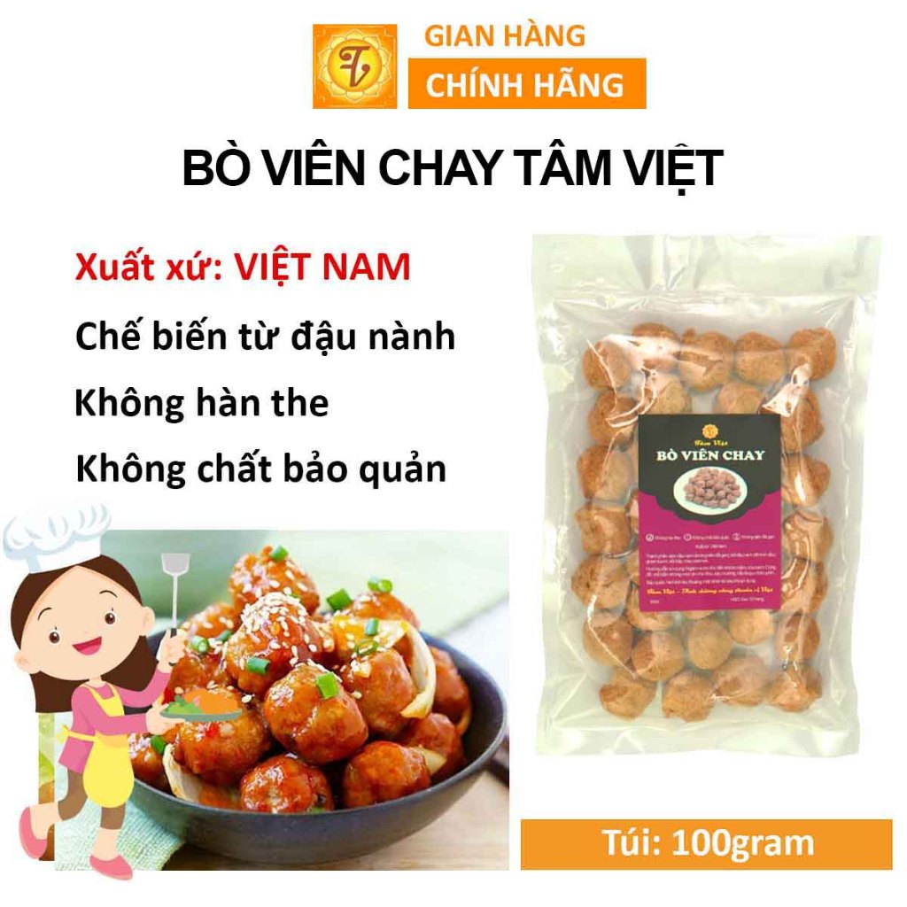 Bò viên chay (100g), túi nhỏ, cục bò viên tròn, thịt bò chay sấy khô ...
