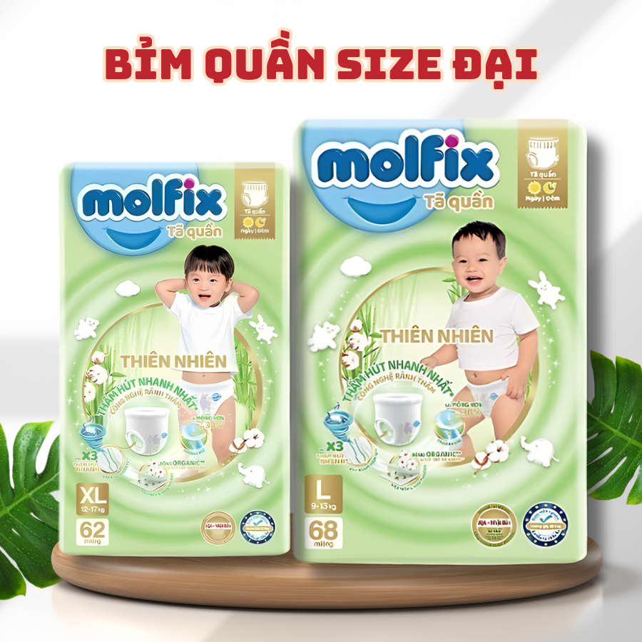 Tã/bỉm quần Molfix gói cực đại tiết kiệm giá tốt đủ size M76/L68/XL62 ...