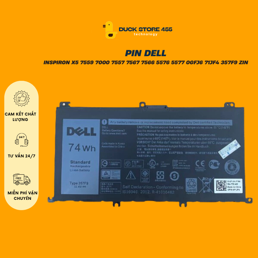 PIN ZIN Dell Inspiron 15 7000 7559 7557 7567 7566 5576 5577 357F9 New ...