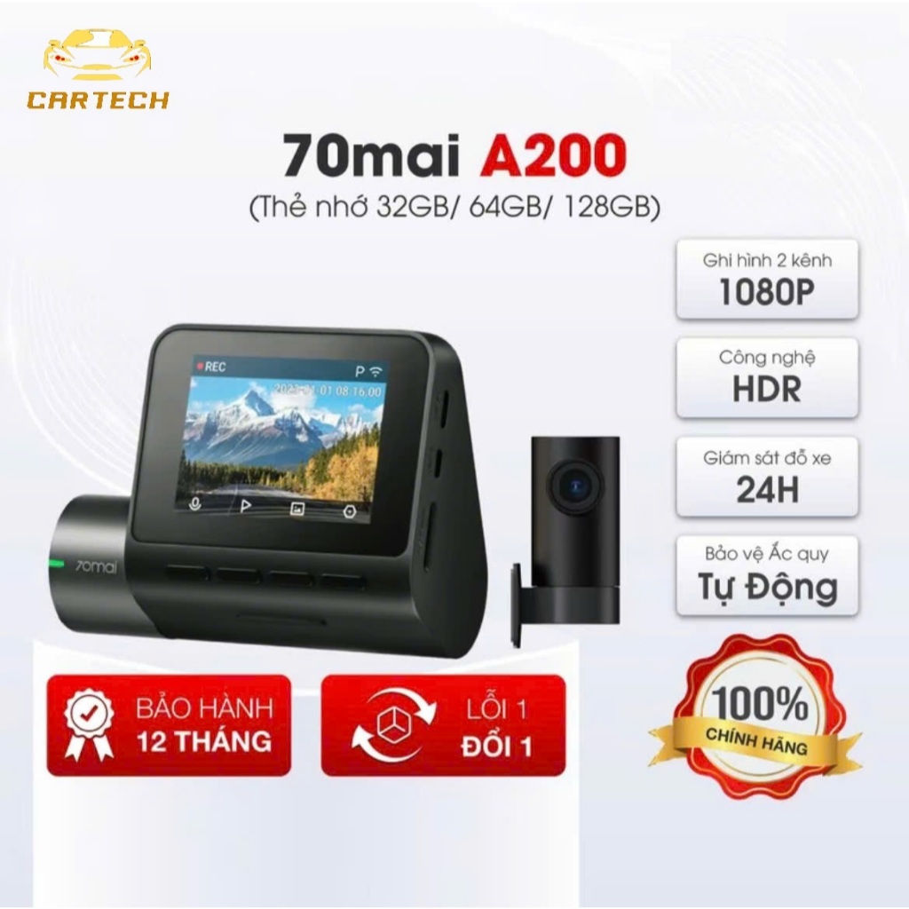Camera hành trình 70mai A200 - ghi hình trước sau hỗ trợ HDR | Shopee ...