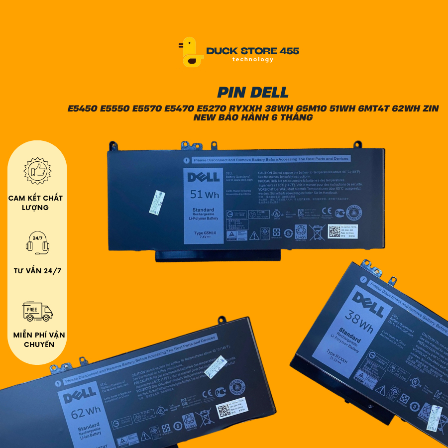 Pin Laptop Dell E5450 E5550 E5570 E5470 E5270 RYXXH 38Wh G5M10 51Wh ...