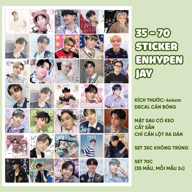 SET 35 Sticker niêm phong ENHYPEN JAY • Hình dán ENHYPEN JAY kích thước ...