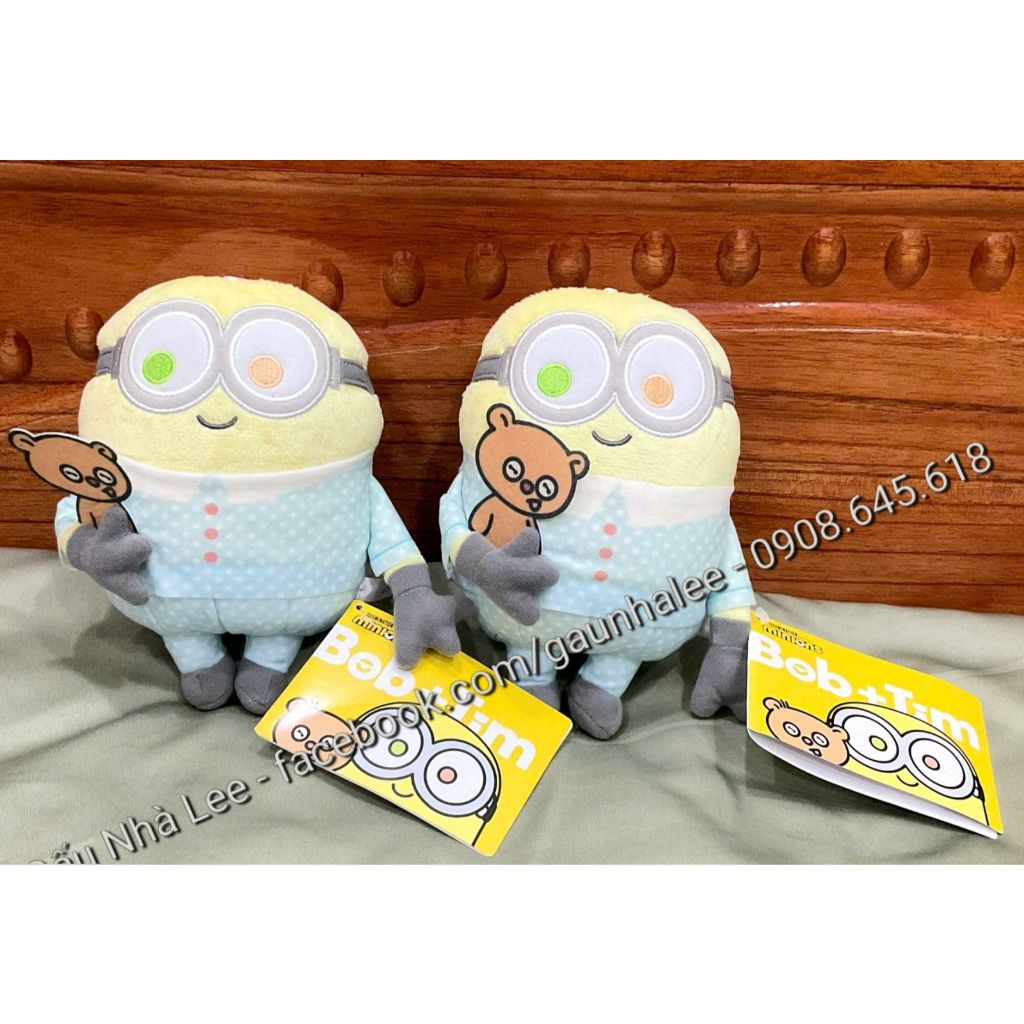 [ Gấu bông chính hãng Nhật Bản ] Bé Minion ôm gấu mini, size 20cm, lông ...
