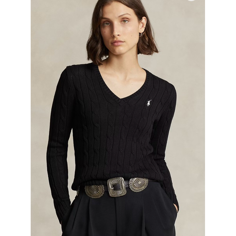 Áo len Ralph Lauren chính hãng cổ V 10 màu Cable-Knit Cotton V-Neck ...