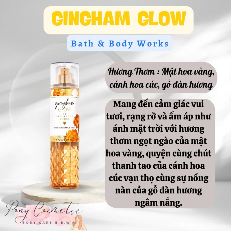 [Auth Us] Body Mist Xịt Thơm Hương Nước Hoa Gingham Glow - Bath And Body Works 236ml | Shopee ...