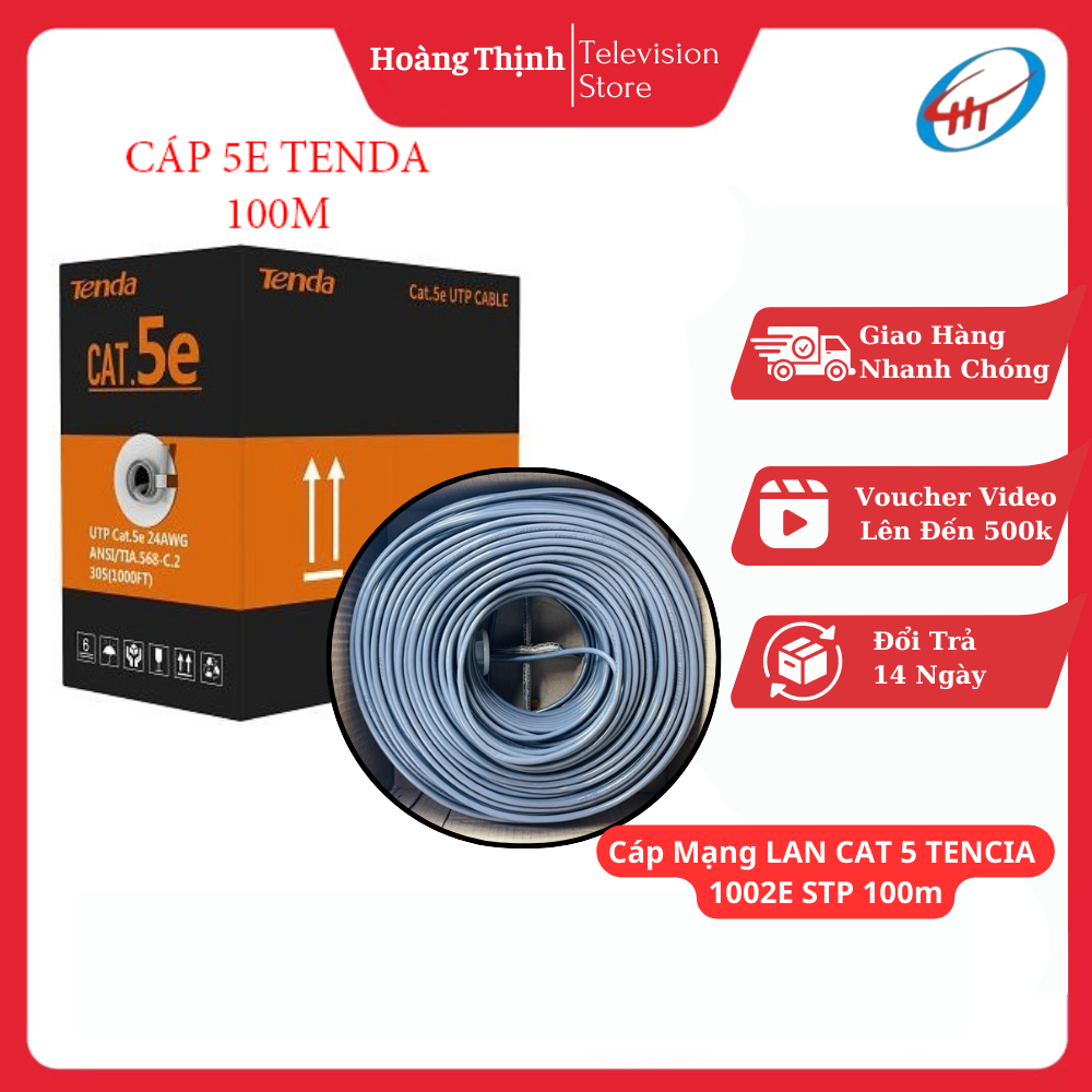 Cáp Mạng LAN CAT 5 TENCIA 1002E STP 100m Xám (Chống nhiễu) - Hàng Chính ...