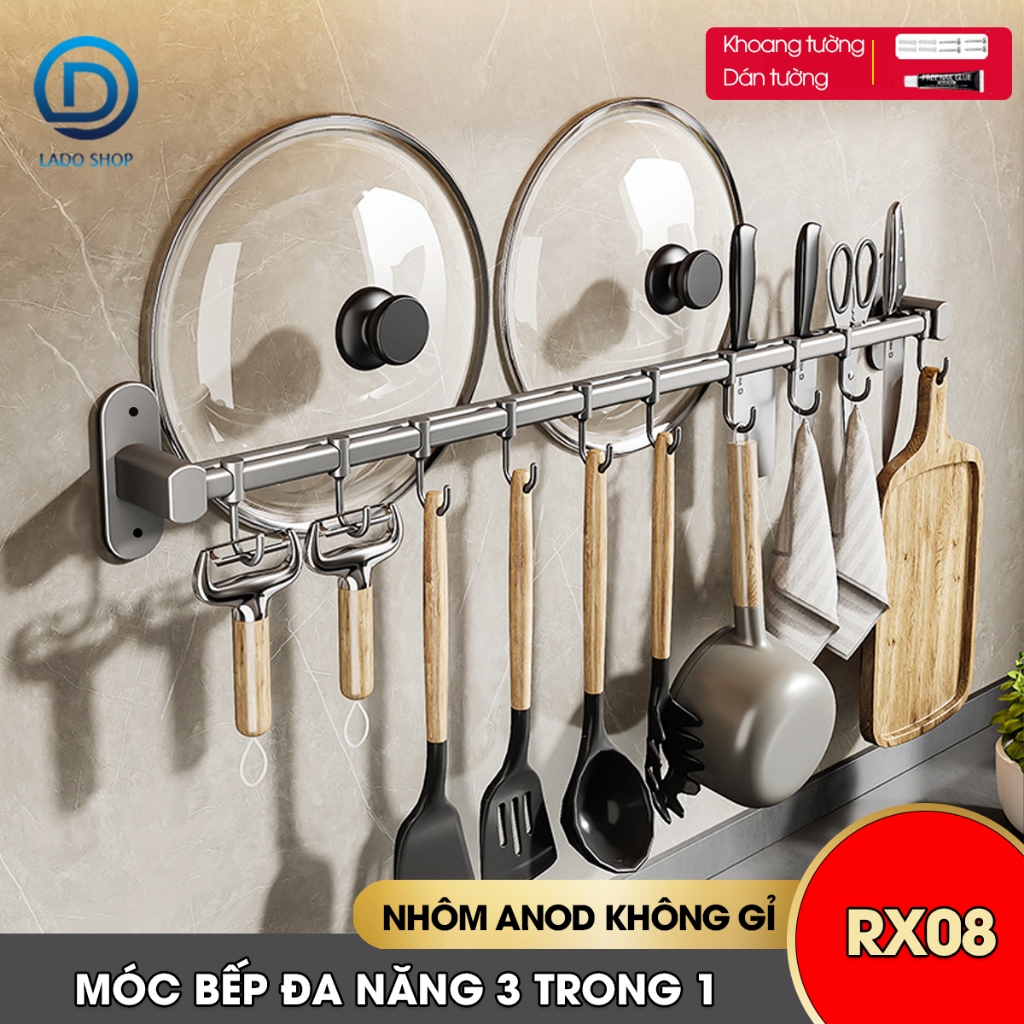 Móc treo nhà bếp đa năng có rảnh để dao và gác nắp nồi Nhôm Anod không rỉ RX08 | Shopee Việt Nam