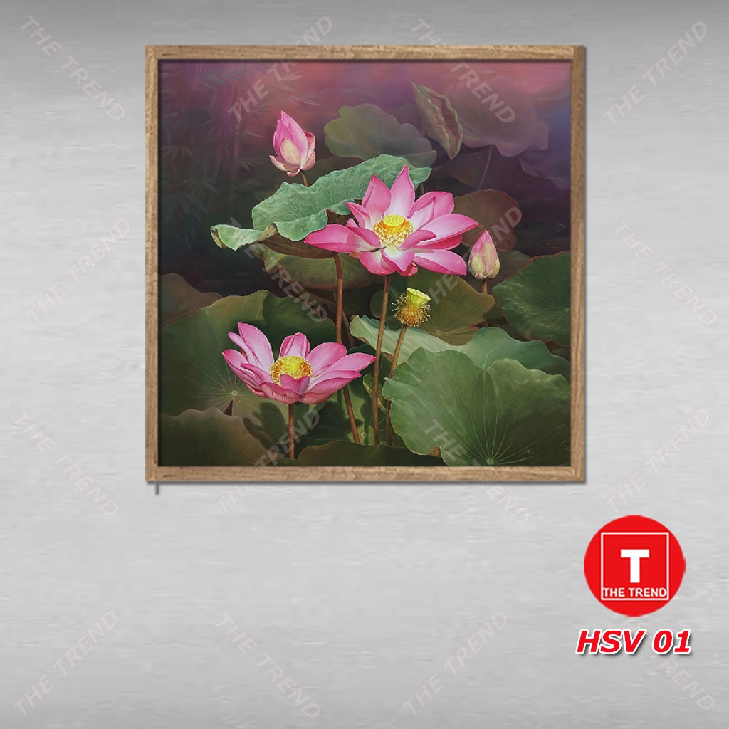 Tranh hoa sen treo tường, tranh canvas gỗ đóng khung cap cấp, tiệm tranh The Trend | Shopee Việt Nam