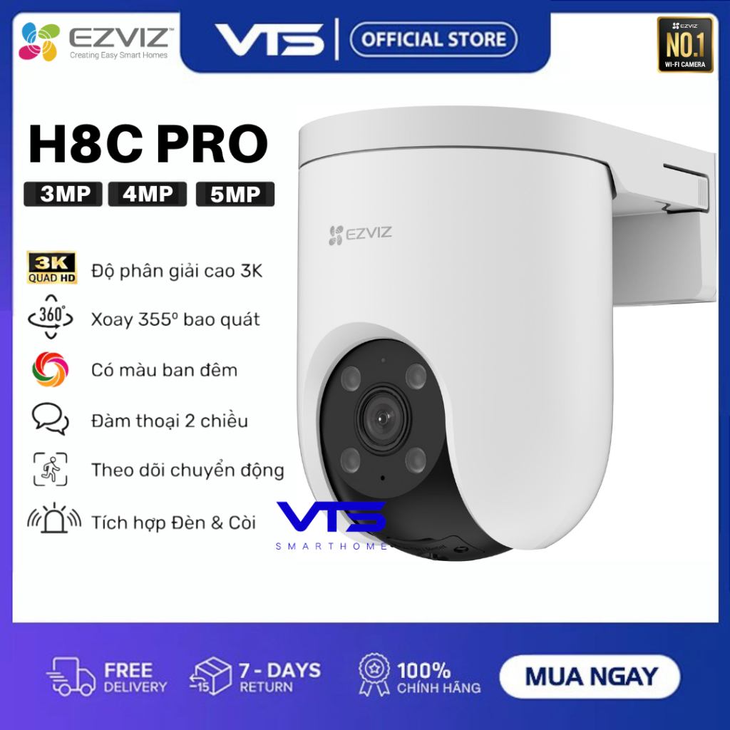 Camera WIFI EZVIZ H8C PRO 3K 5MP, H8C PRO 4MP 2K+, H8C PRO 3MP, H8, H8C, Xoay 360 Độ, Trò Chuyện ...