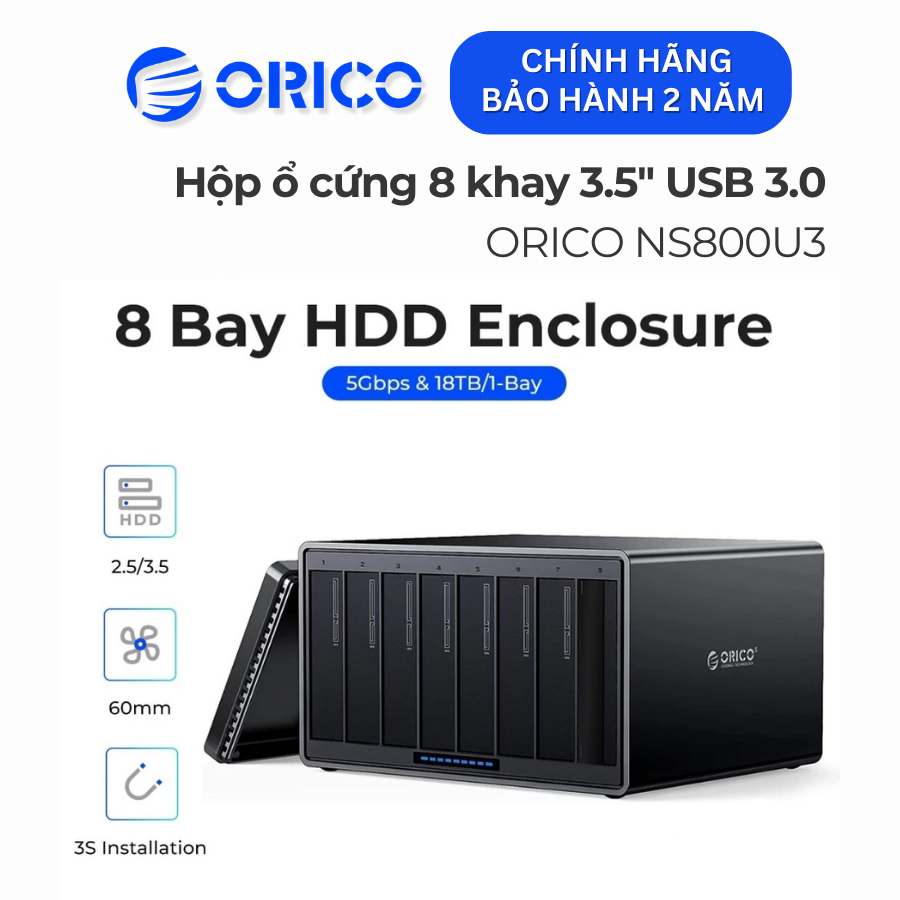 Hộp Đựng Ổ Cứng Rời ORICO 8 Bay USB 3.0 SATA Cho 3.5 inch HDD SSD Hỗ ...