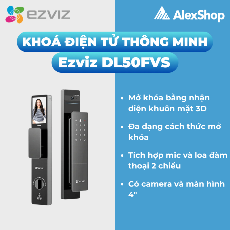 Khóa Cửa Thông Minh EZVIZ DL50FVS Nhận Diện Khuôn Mặt , Camera và Màn ...