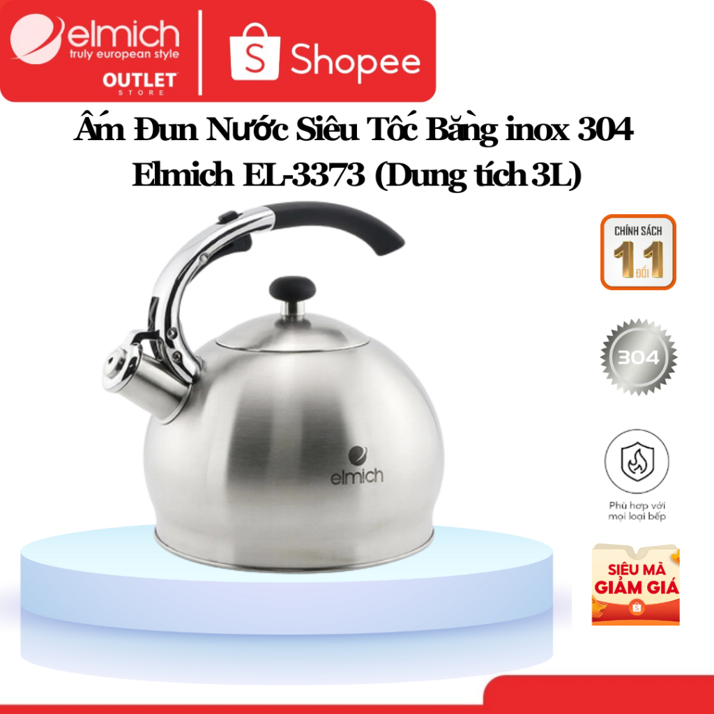 Ấm Đun Nước Bếp Từ Elmich EL-3373 (Dung Tích 2,5L - Có Còi Báo Khi Nước Sôi) / Ấm Đun Siêu Tốc ...