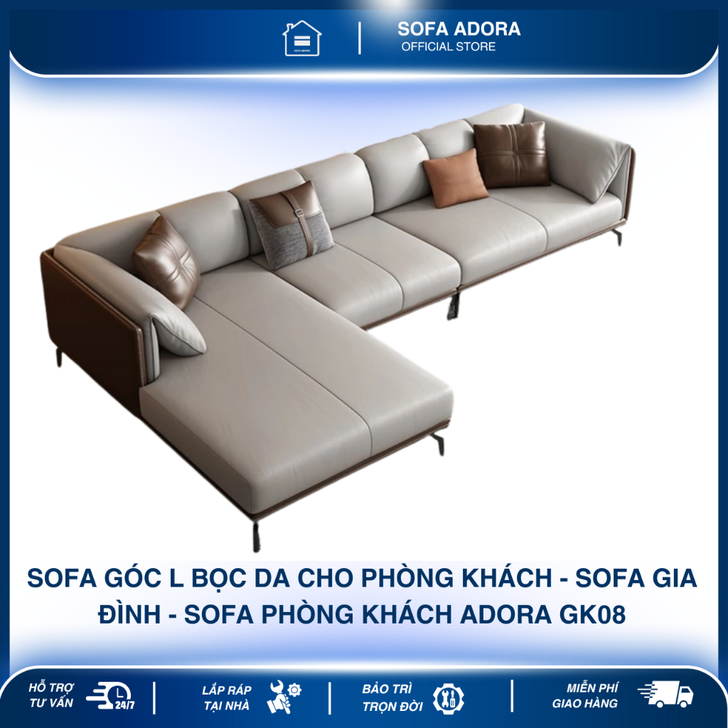 Sofa góc L bọc da cho phòng khách - Sofa gia đình - Sofa phòng khách ...