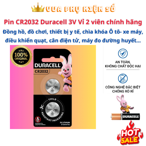 Pin CR2032 Duracell 3V LOẠI XỊN vỉ 2 viên chính hãng cho Đồng hồ, thiết ...