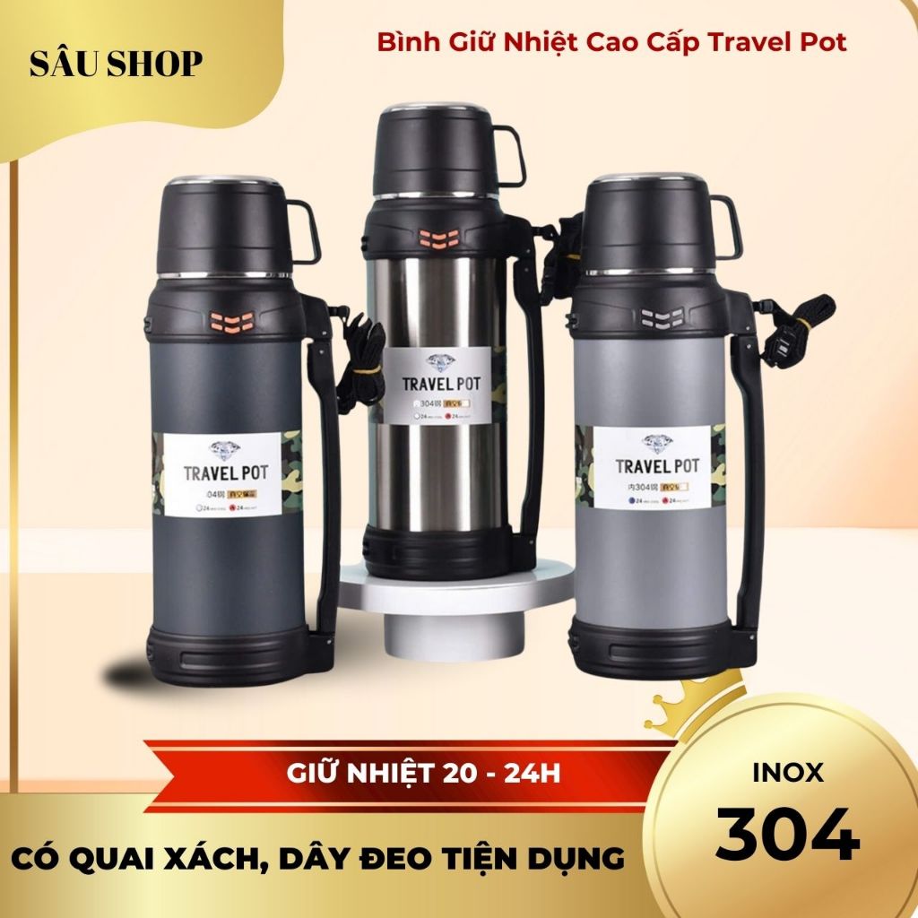 Bình Giữ Nhiệt Cao Cấp 1200ml, 1600ml, 2000ml ,Inox 304, 5 Lớp Giữ Nhiệt, GIữ Nhiệt 24-36h ...