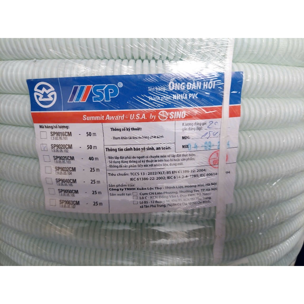 Ống ruột gà phi 20 D20 Sino SP9020CM, ống nhựa mềm đàn hồi luồn dây ...