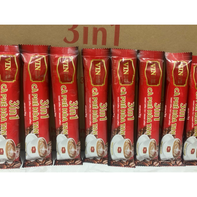COMBO 100 gói CÀ PHÊ HÒA TAN 3 IN 1 VIN , 1 gói 16gr date :2026 ...