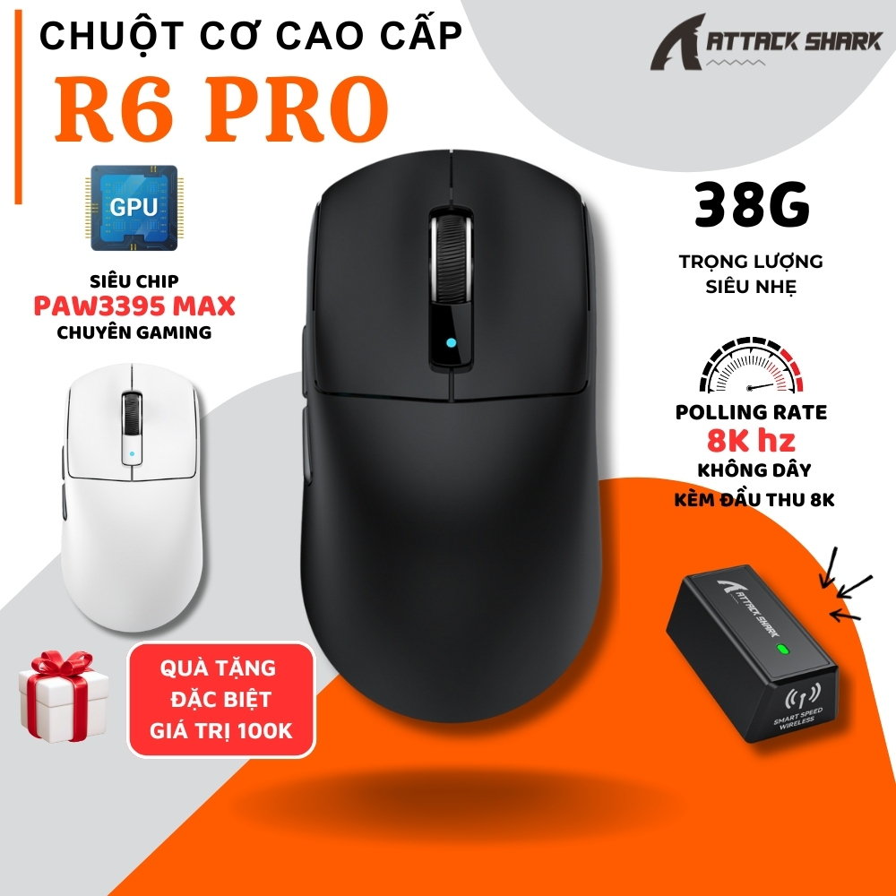 Chuột Cơ Không Dây Attack Shark R6 Chip Paw3395 Max Trong Lượng Siêu ...