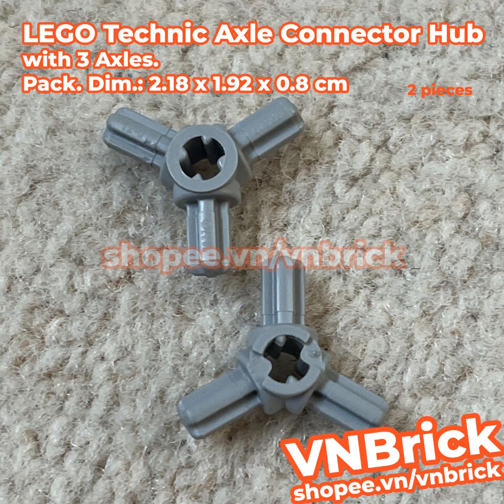Lot 2x LEGO Technic Axle Connector Hub with 3 Axles Light Bluish Gray ...