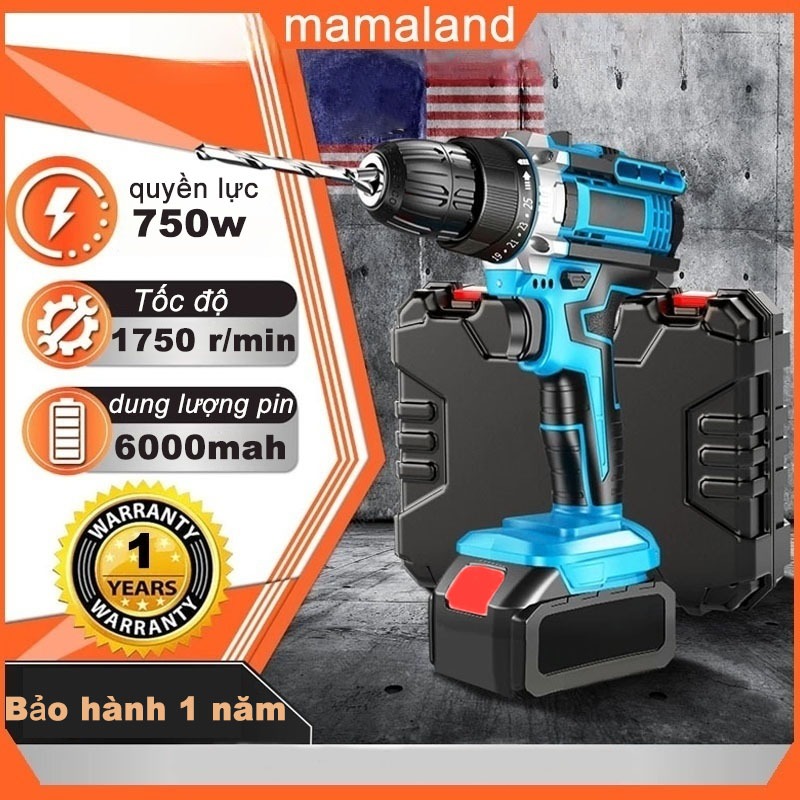 Máy khoan cầm tay,máy khoan pin 750w,máy khoan bê tông pin,khoan 3 chức năng,tặng kèm 24 pcs ...
