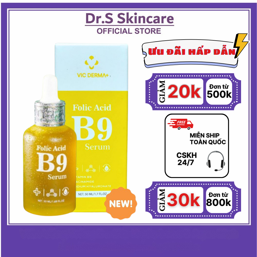 Serum B9 Vic Derma Folic Acid Phục Hồi Trẻ Hóa Da 50ml | Shopee Việt Nam