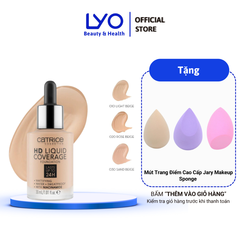 Kem Nền Catrice HD Liquid Coverage Foundation 24H 30ML chính hãng lyo | Shopee Việt Nam