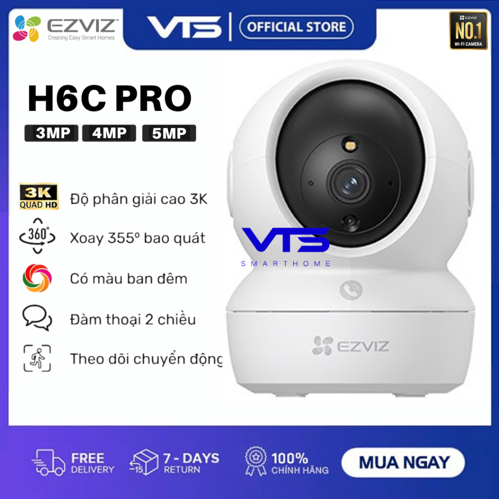 Camera Wifi EZVIZ H6C G1 8MP/ H6C PRO 5MP/4MP/3MP/2MP, C6N PRO 3MP, C6N G1 8MP Xoay 360 Độ, Đàm ...