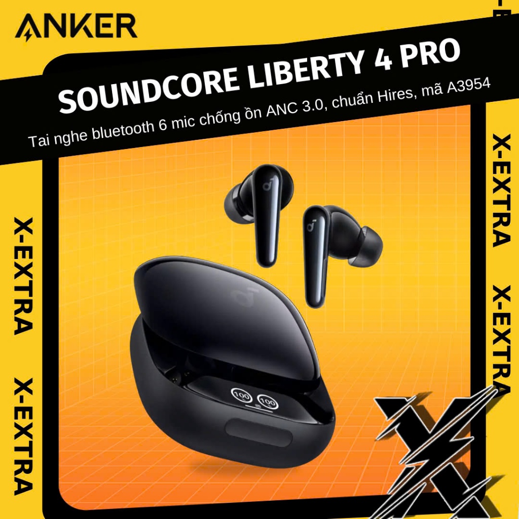 Tai nghe Bluetooth Soundcore Liberty 4 Pro, 6 mic chống ồn ANC 3.0, màn ...