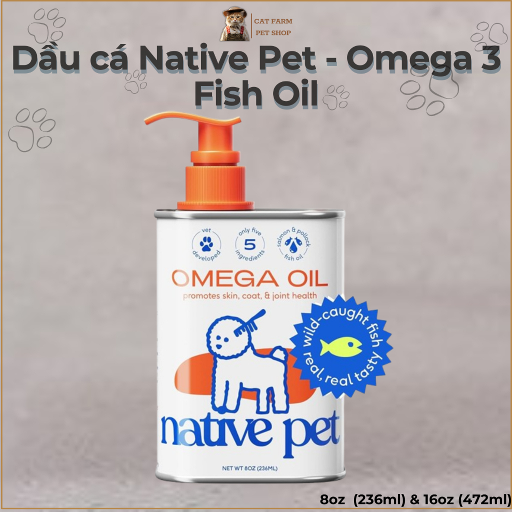 Dầu cá Native Pet - Omega 3 Fish Oil Cải thiện da và lông, tăng miễn ...