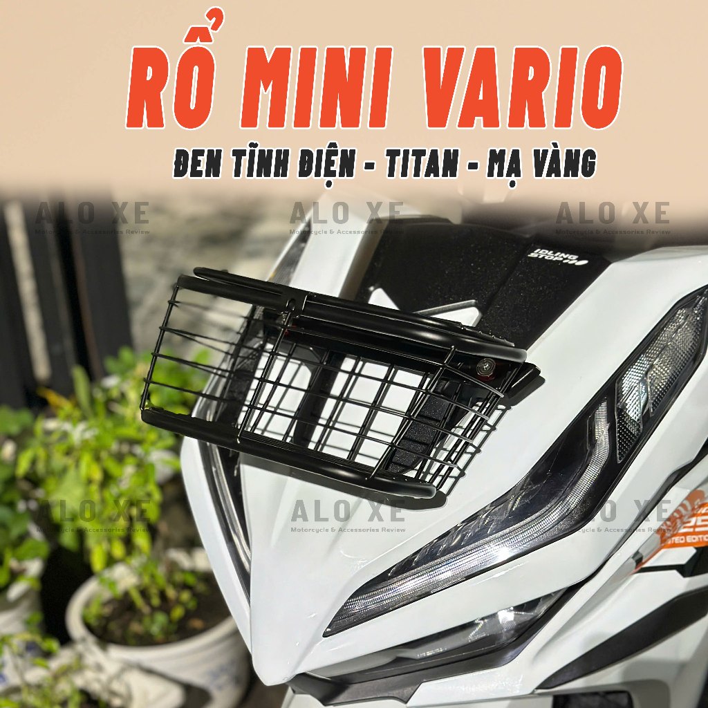 Rổ mini gắn xe Vario 125/150/160 2018-2024 và Beat Indo mặt nạ râu, Đen ...