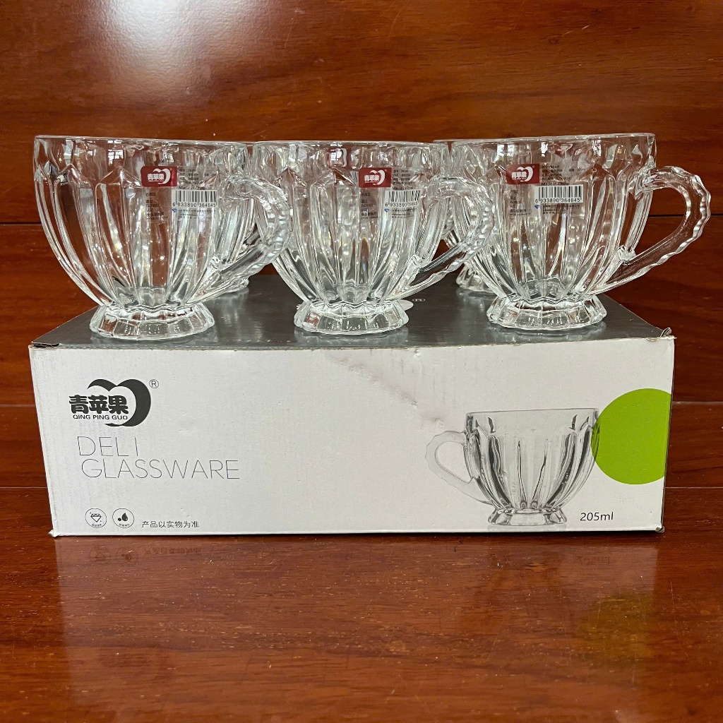 Bộ 6 ly thủy tinh uống nước có quai cầm ĐK 8cm- cao 8cm Dung tích 205ml (Ly nhỏ) | Shopee Việt Nam