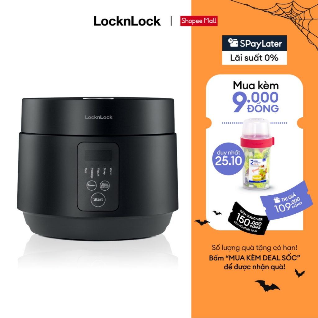 Nồi cơm điện Lock&Lock Compact Rice Cooker 1.2L màu đen EJR346BLK ...