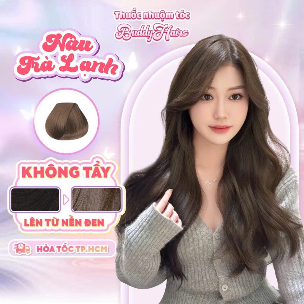 Thuốc nhuộm tóc Nâu Trà Lạnh không cần dùng Thuốc tẩy tóc Buddyhairs, Buddy.hairs, Buddyhair ...