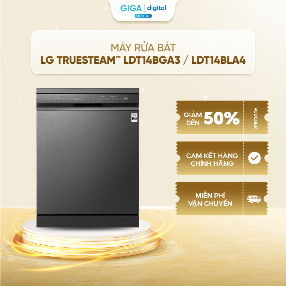 Máy rửa bát LG TrueSteam™ LDT14BGA3 / LDT14BLA4 - Màu Be/ Đen | Shopee ...