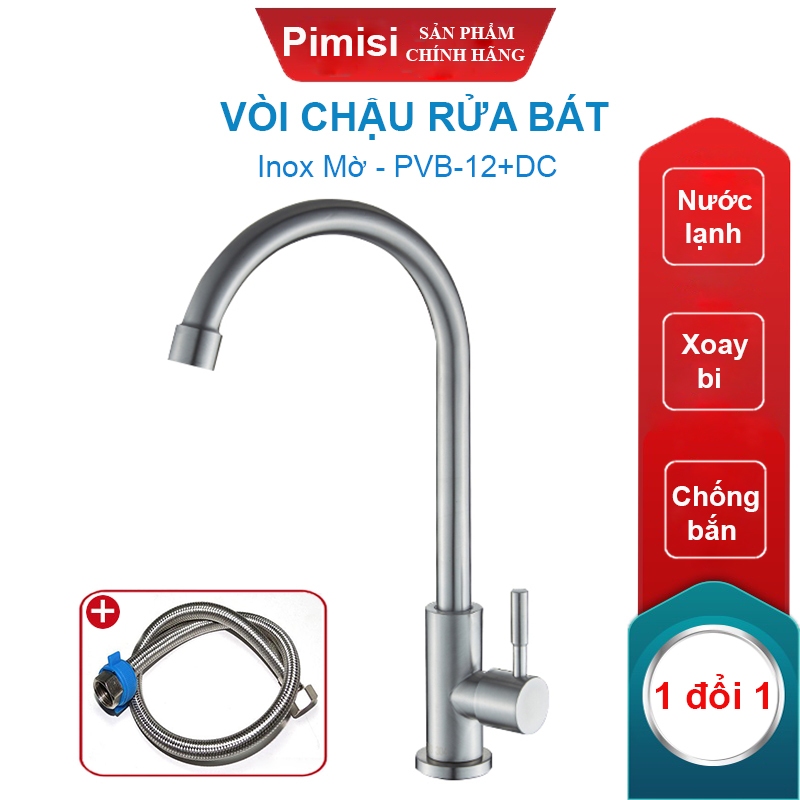 Vòi Chậu Rửa Bát Inox Mờ Pimisi PVB-12/PVB-12DC Nước Lạnh Gắn Bồn Rửa Chén Trong Phòng Bếp 1 ...