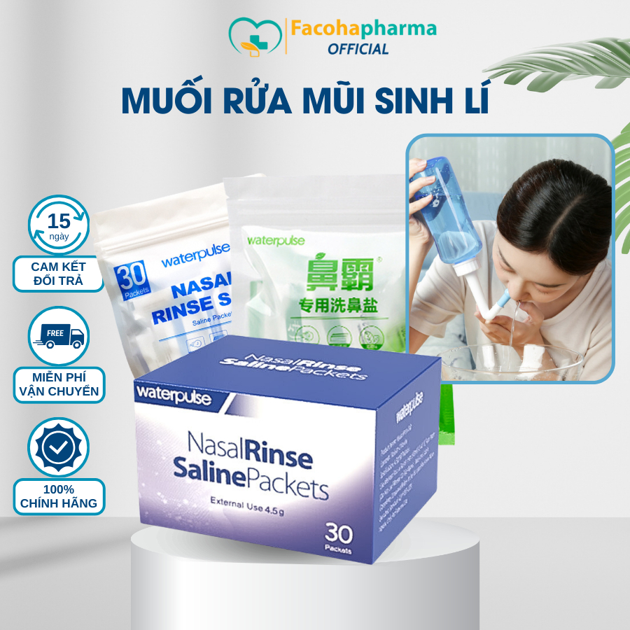 Muối rửa mũi dùng pha nước muối sinh lí kết hợp bình rửa mũi vệ sinh ...