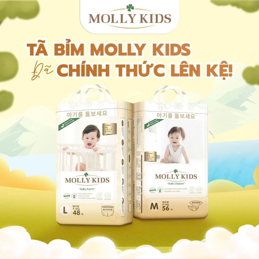 Tã bỉm Molly Kids CÔNG NGHỆ HÀN QUỐC đủ size Dán Quần NB66/S62/M56/M52 ...