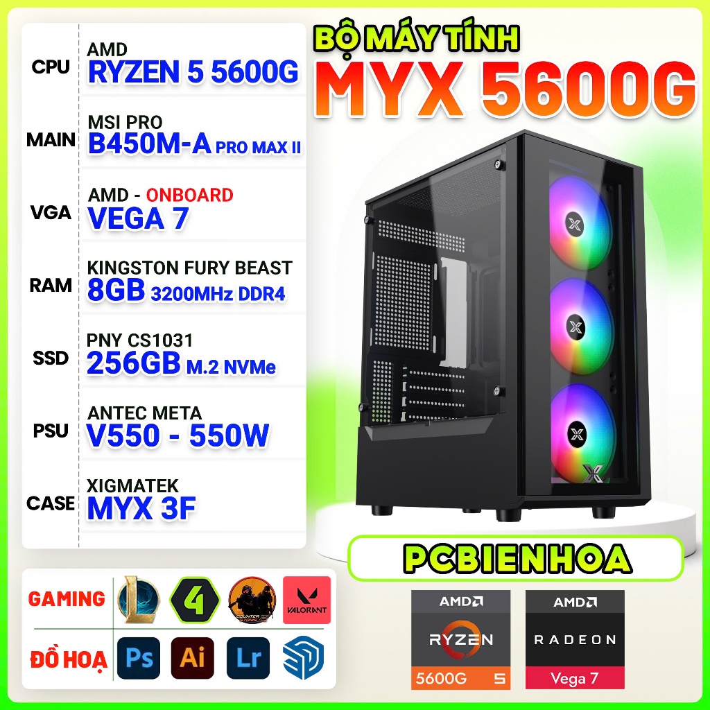 PCBH AMD ( RYZEN 5 5600G / B450M / 8GB / 256GB ) | Shopee Việt Nam