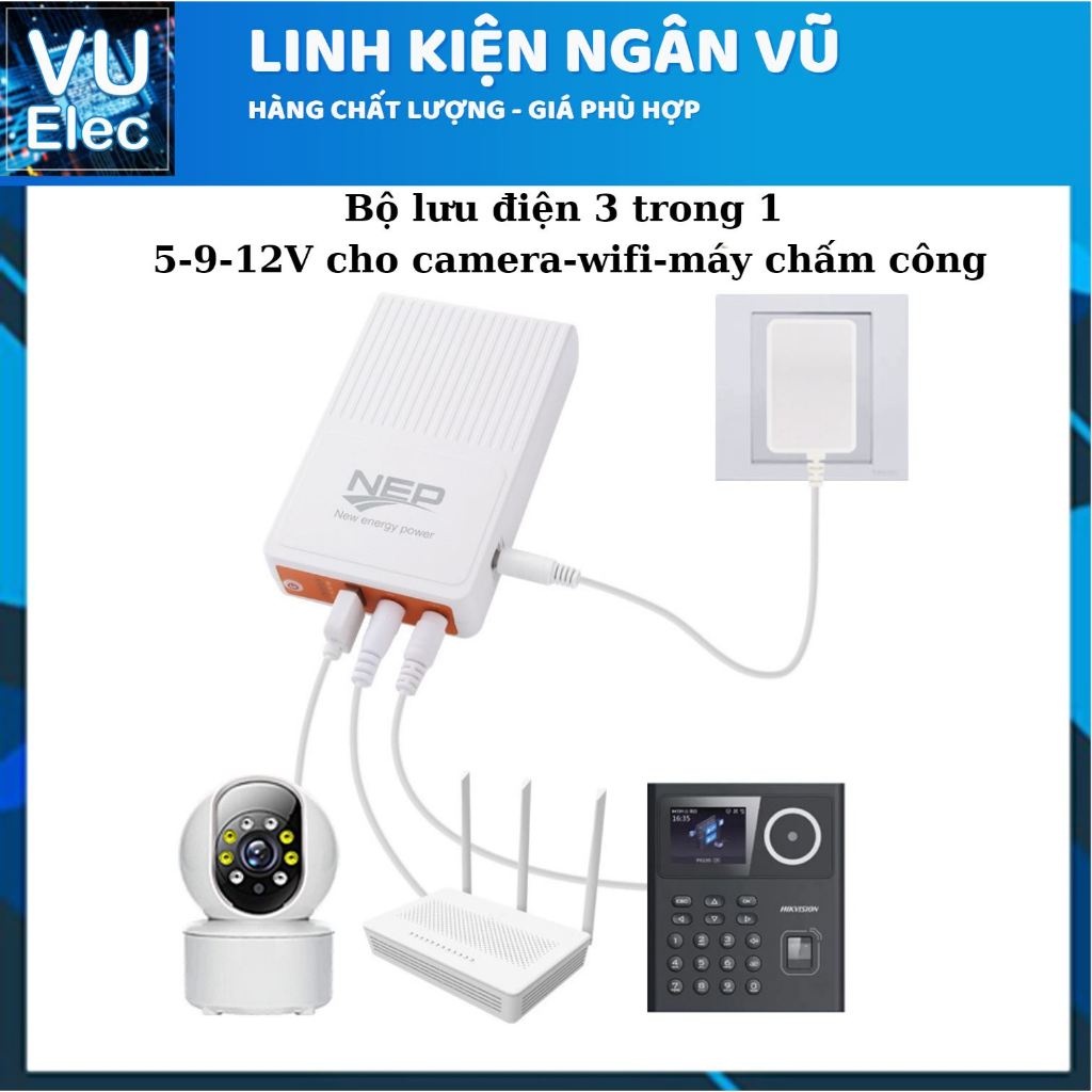 Bộ lưu điện DUNG LƯỢNG CAO 8000mAh 5-9-12V 3 trong 1 dùng cho Wifi Camera máy chấm công | Shopee ...