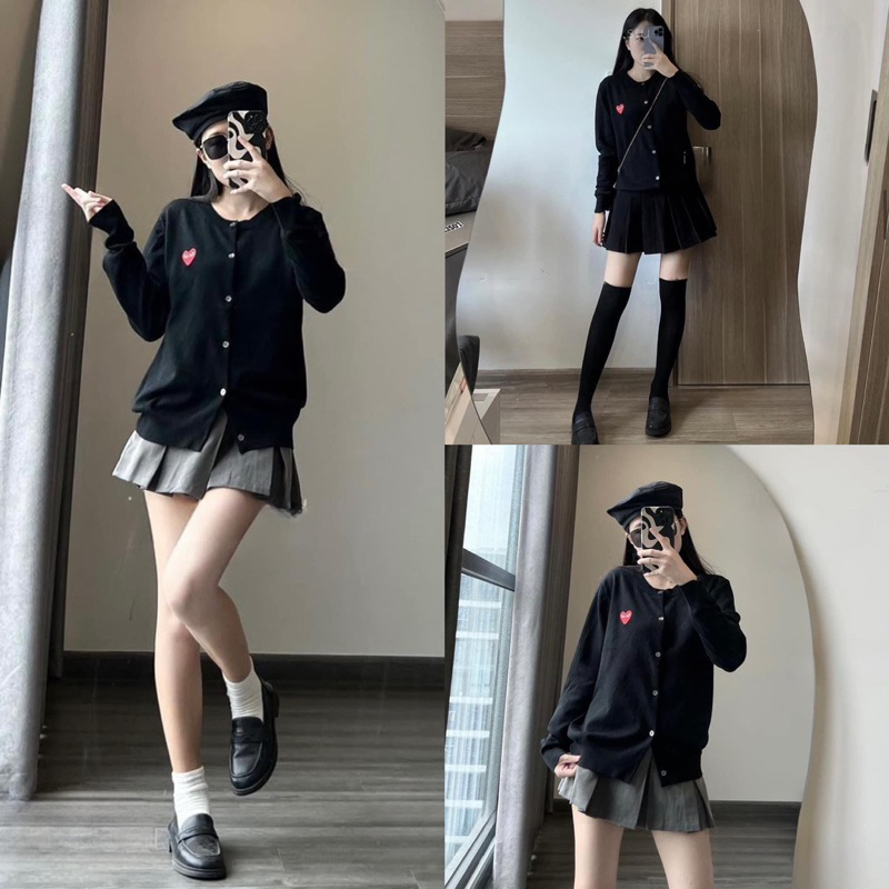 ( Sẵn ) Áo cardigan cổ tròn thêu tim mắt- mã #2907 hàng loại 1 ( play ...