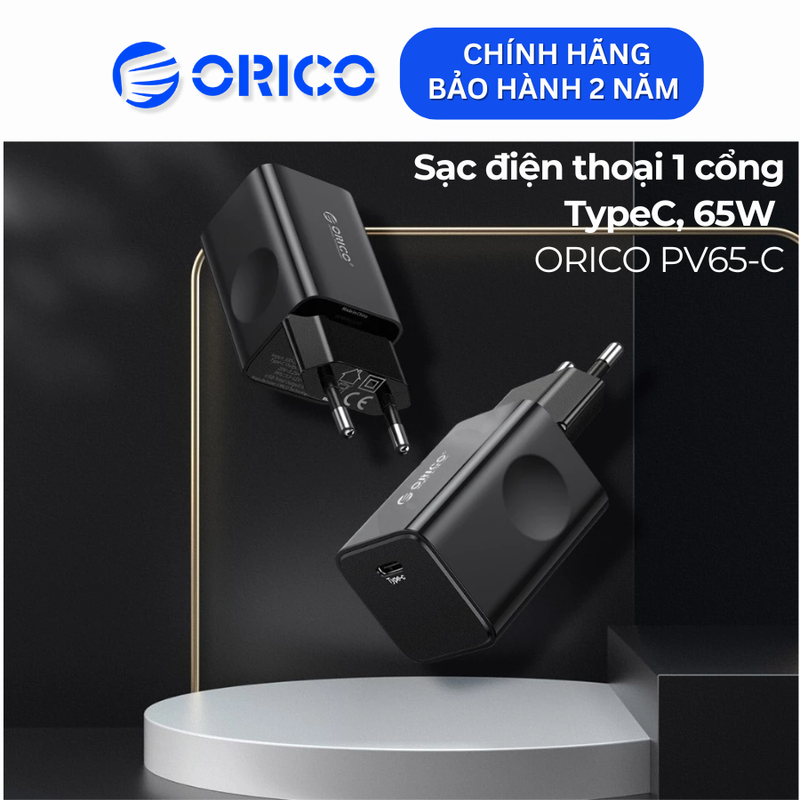 Củ Sạc Nhanh 1 Cổng GaN Type-C 65W ORICO Dành Cho Điện Thoại/Máy Tính Bảng/Laptop PV65 Hàng ...
