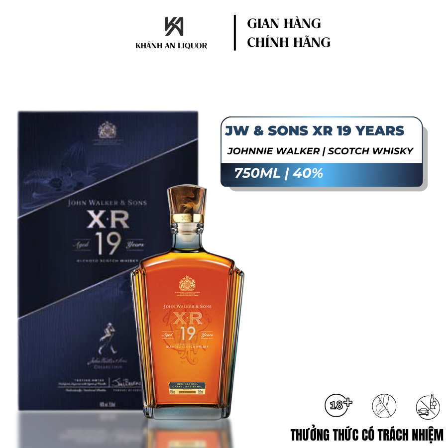 [CHÍNH HÃNG] RUỢU WHISKY JOHNNIE WALKER & SONS XR 19 750ML 40% | Shopee Việt Nam