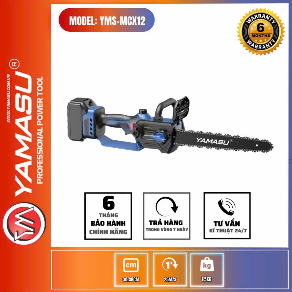MÁY CƯA XÍCH CẦM TAY DÙNG PIN 21V YAMASU YMS MCX12 BẢN NÂNG CẤP | Shopee Việt Nam