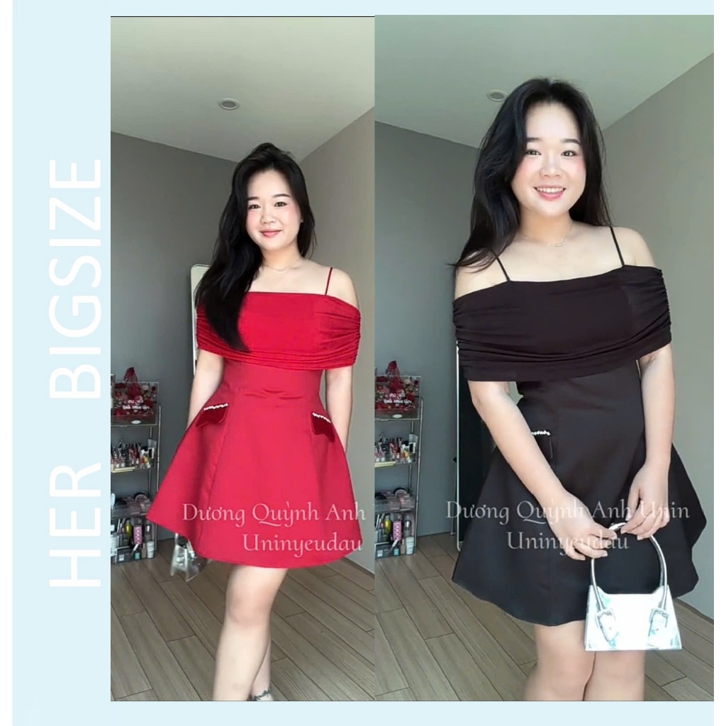 BIGSIZE 50-85KG - Đầm trễ vai dáng xòe đính đá dự tiệc cực sang H051 | Shopee Việt Nam