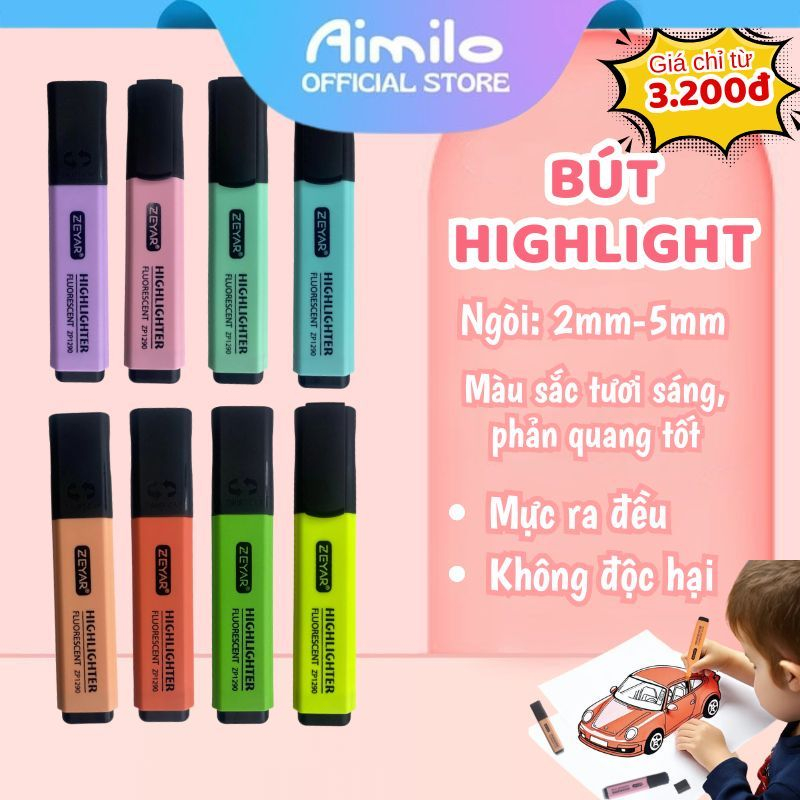 【Aimilo】Bút highlight pastel nhiều màu bút dạ quang đánh dấu dòng ...