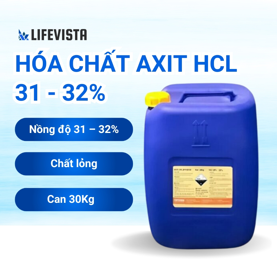 Axit HCl 32%, Axit Clohidric, Hóa Chất HCl Giảm PH Hồ Bơi Giá Rẻ, Dung Dịch HCL Tẩy Rửa Can 30Kg ...